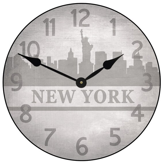 New York City Skyline Wall Clock Large Wall Clock Choose | Etsy