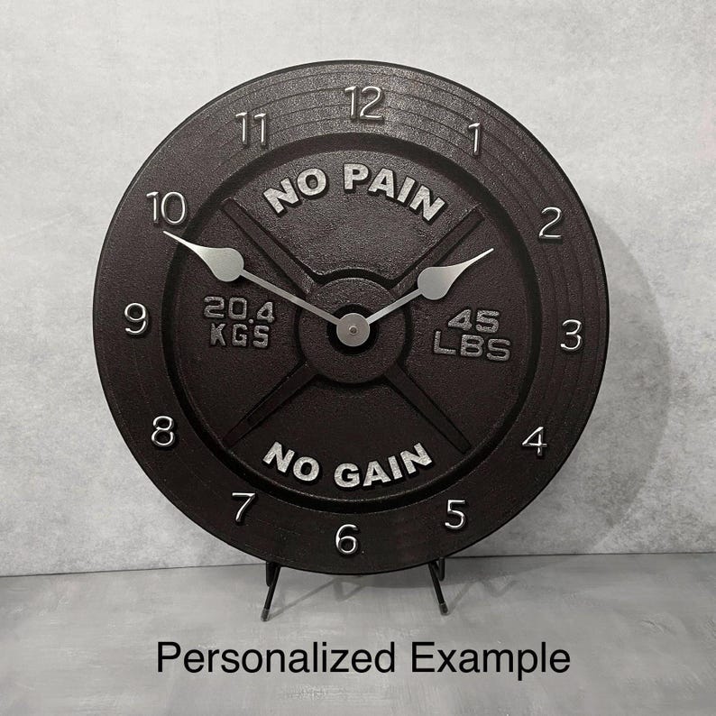 Personalized Barbell Wall Clock, 8 Sizes, QUIET Mechanism, Lifetime ...