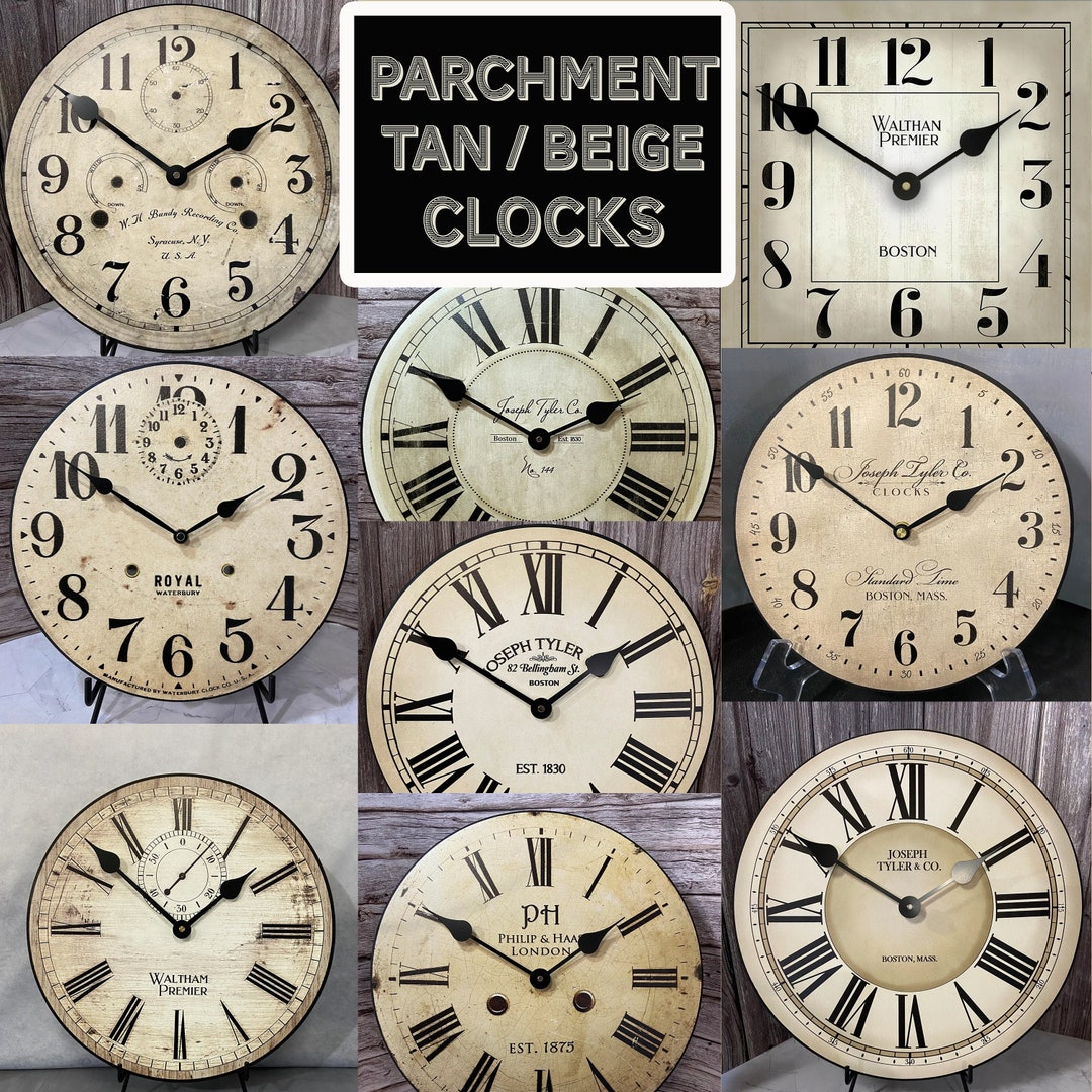 9 Parchment Clocks, 8 Sizes!!, EXTRA Quiet Mechanism, Lifetime Warranty ...