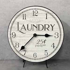 White Laundry Wall Clock, 8 Sizes!!, EXTRA Quiet Mechanism, Lifetime ...