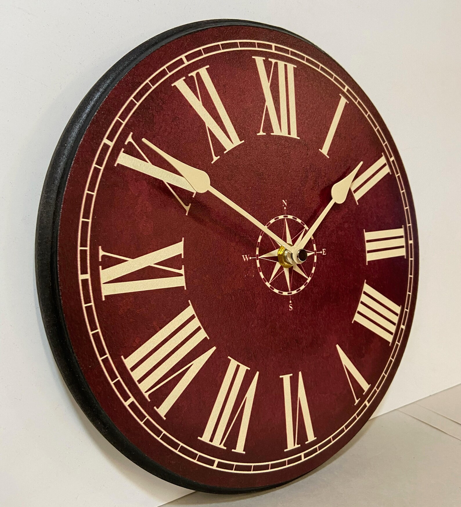 Nautical Burgundy Wall Clock, 8 Sizes to Choose, Made in USA, Lifetime ...