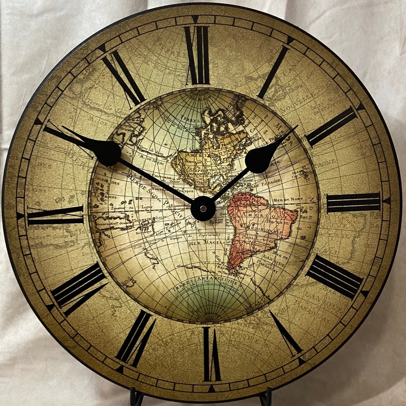World Map Wall Clock - Etsy