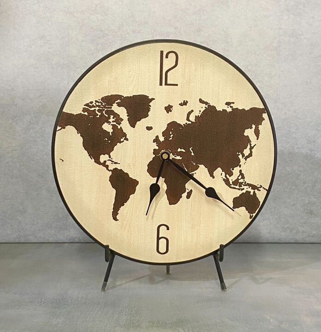 Birch Grain World Map Clock, Large Wall Clock, Choose From 9 Sizes ...