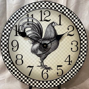 Black & Cream Rooster Wall Clock - Etsy