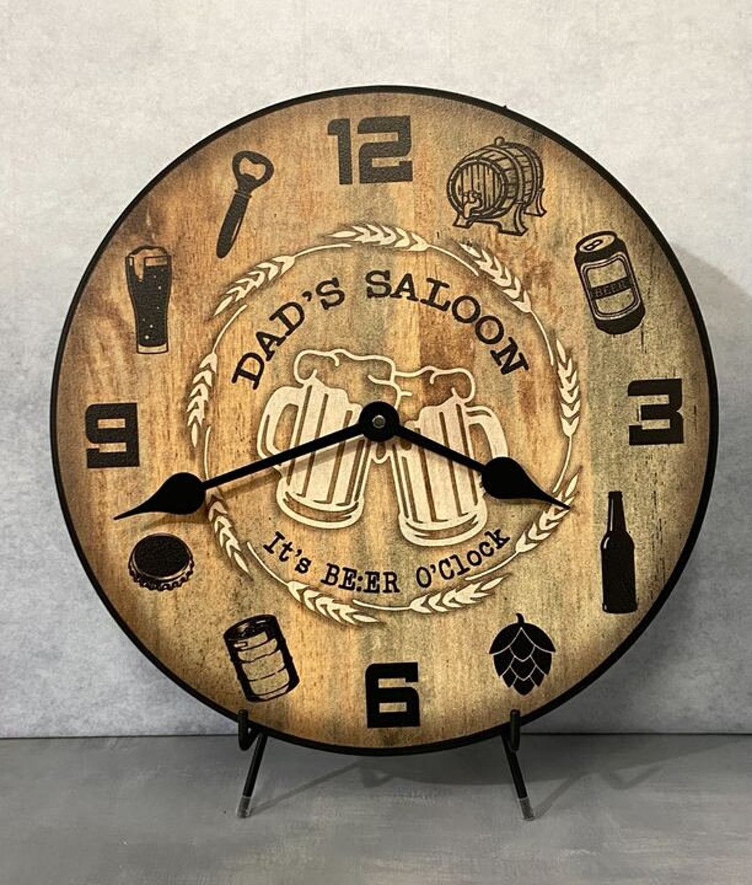 Dad's Saloon Wall Clock, Choose One of 8 Sizes, VERY Quiet, Lifetime ...