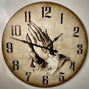 Parchment Praying Hands Wall Clock, Large Wall Clock, Choose From 8 ...