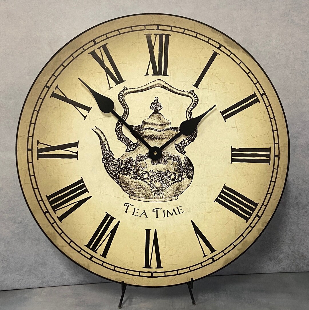 Tea Time Wall Clock, 8 Sizes, Lifetime Warranty, Quiet, Non-ticking ...