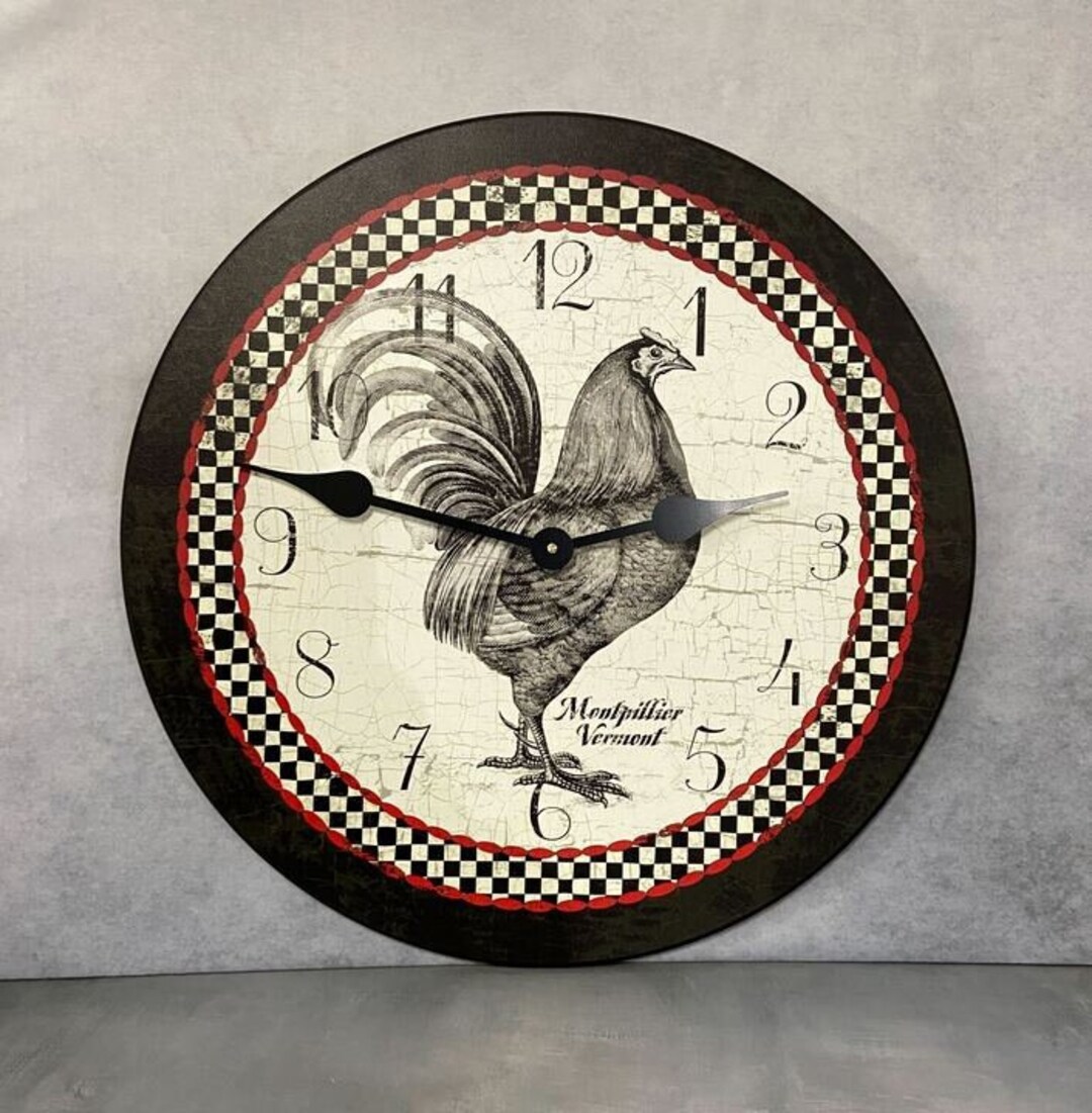 Rooster Wall Clock, 8 Sizes to Choose From , Lifetime Warranty, Quiet ...