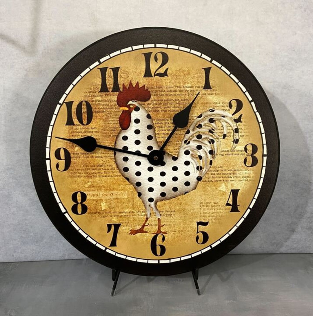 Polka Dot Rooster Wall Clock, 8 sizes to choose, Made in USA, Lifetime ...