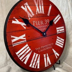Pier 39 Red Wall Clock, 8 Sizes to Choose, Made in USA, Lifetime ...