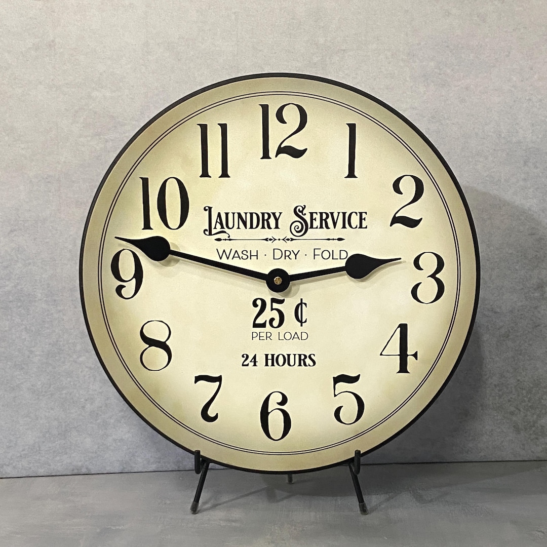 Laundry Room Wall Clock, 8 Sizes, Lifetime Warranty, Quiet, Non-ticking ...