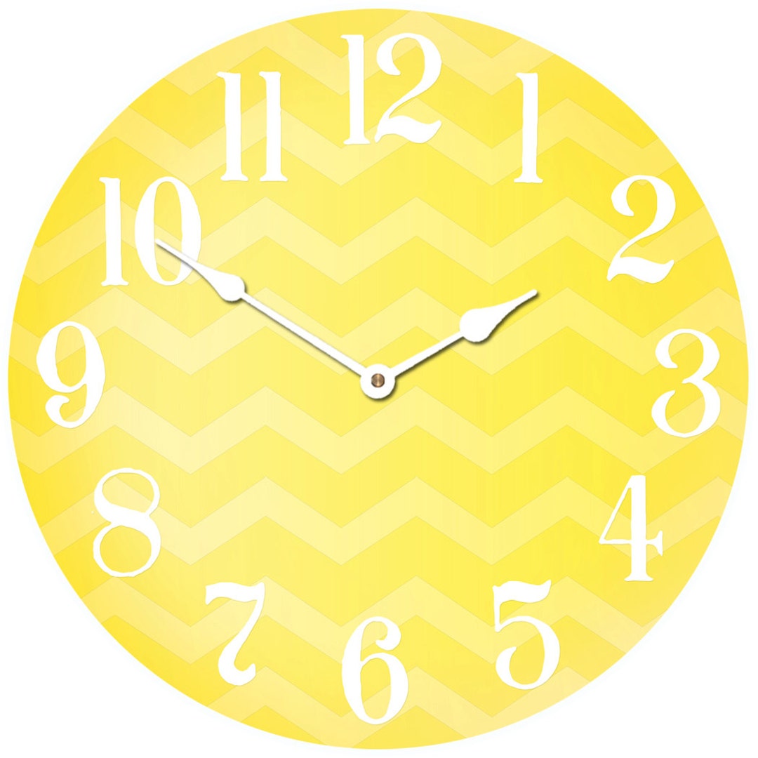 Chevron Yellow Wall Clock, 8 Sizes to Choose, Made in USA, Lifetime ...