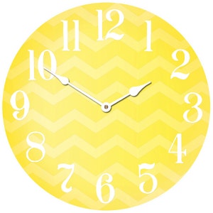 Chevron Yellow Wall Clock, 8 Sizes to Choose, Made in USA, Lifetime ...