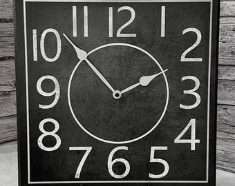 Square Clock. Kitchen Clock. Upcycled Recycled Repurposed. Square Wall ...