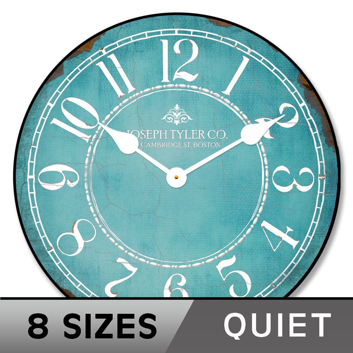Turquoise & White Wall Clock Large Wall Clock Choose From 8 - Etsy