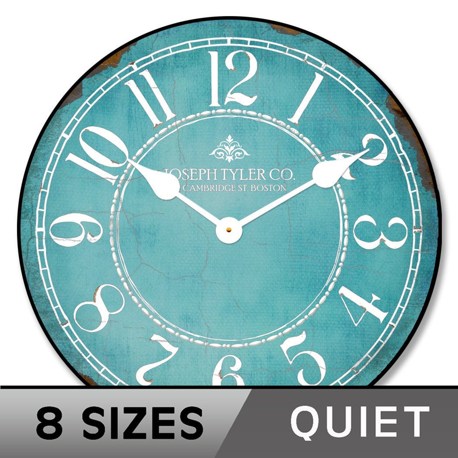 Turquoise & White Wall Clock Large Wall Clock Choose From 8 - Etsy
