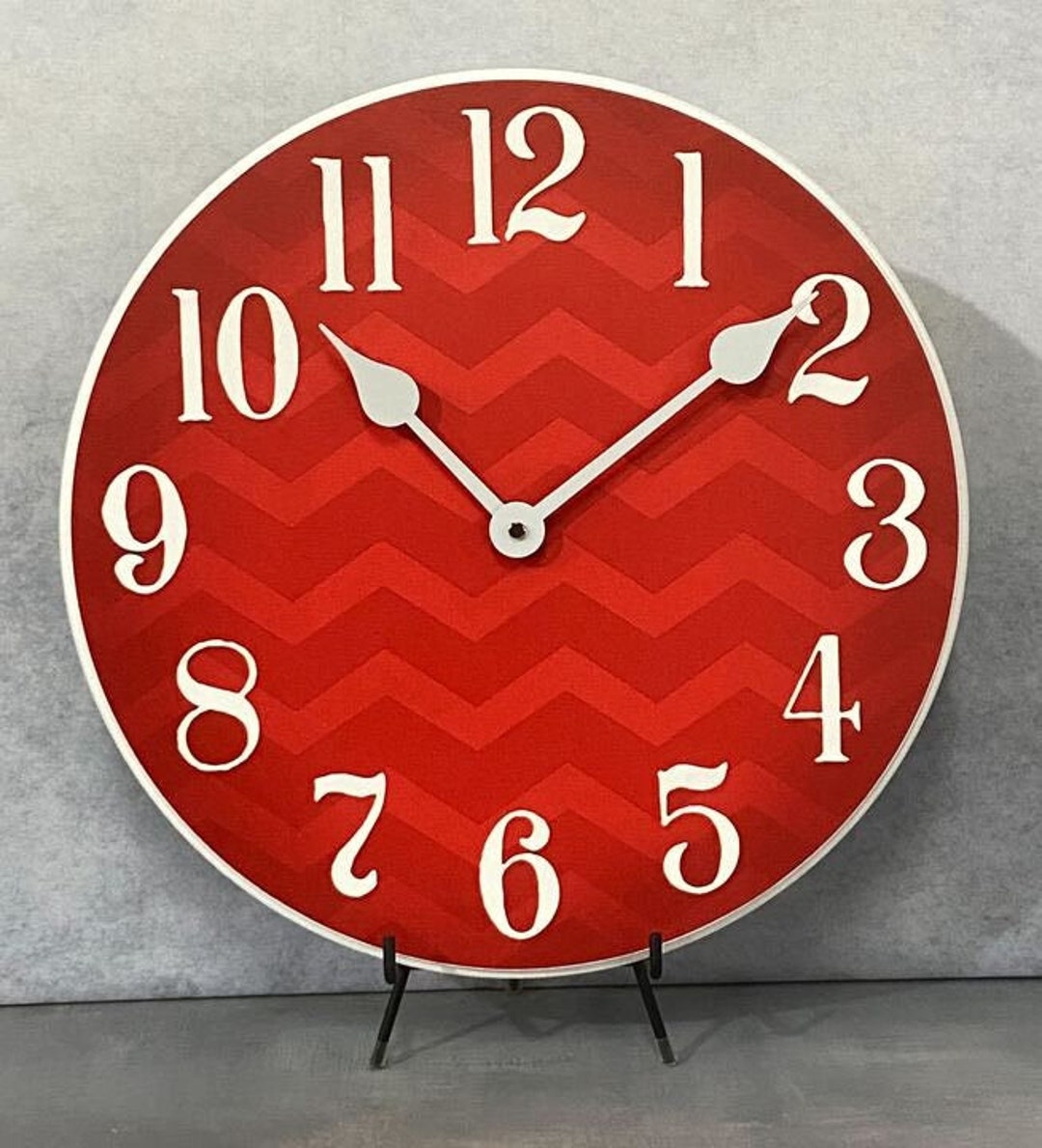 Chevron Red Wall Clock, 8 Sizes to Choose, Made in USA, Lifetime ...