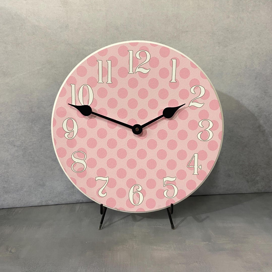 Pink Polka Dot Wall Clock, Large Wall Clock, Choose From 8 Sizes. Extra ...