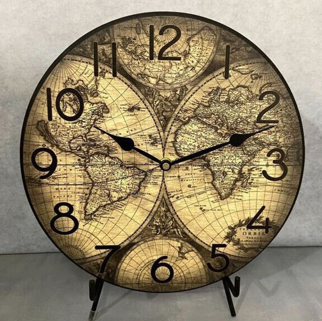 Roman Map Wall Clock, 8 Sizes to Choose, Made in USA, Lifetime Warranty ...