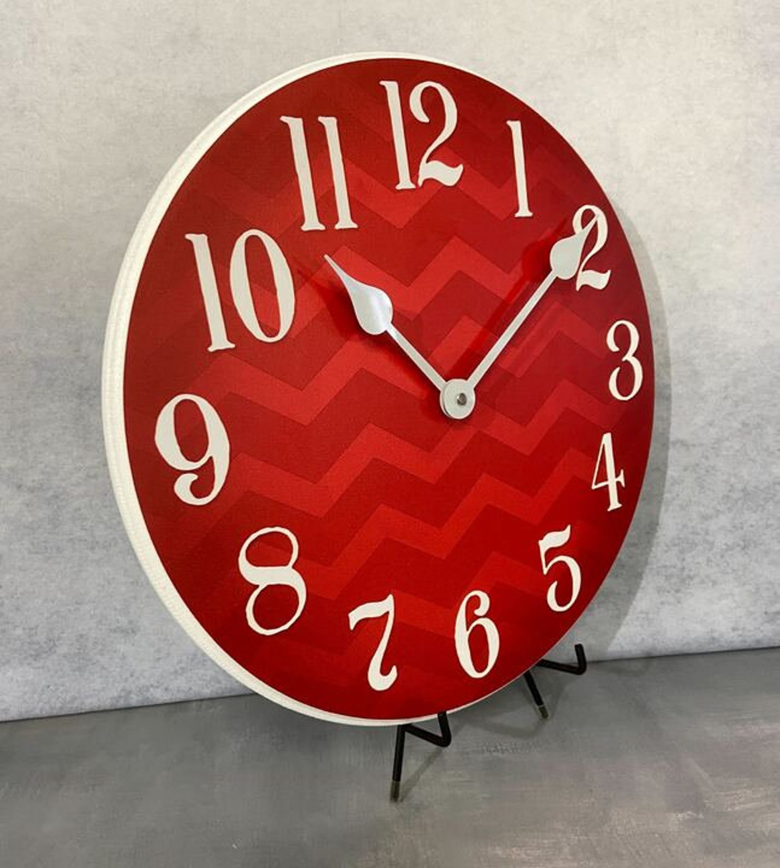 Chevron Red Wall Clock, 8 Sizes to Choose, Made in USA, Lifetime ...