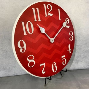 Chevron Red Wall Clock, 8 Sizes to Choose, Made in USA, Lifetime ...