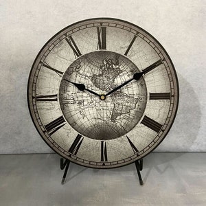 Gray Atlas Map Clock Gray, 8 Sizes to Choose, Made in USA, Lifetime ...