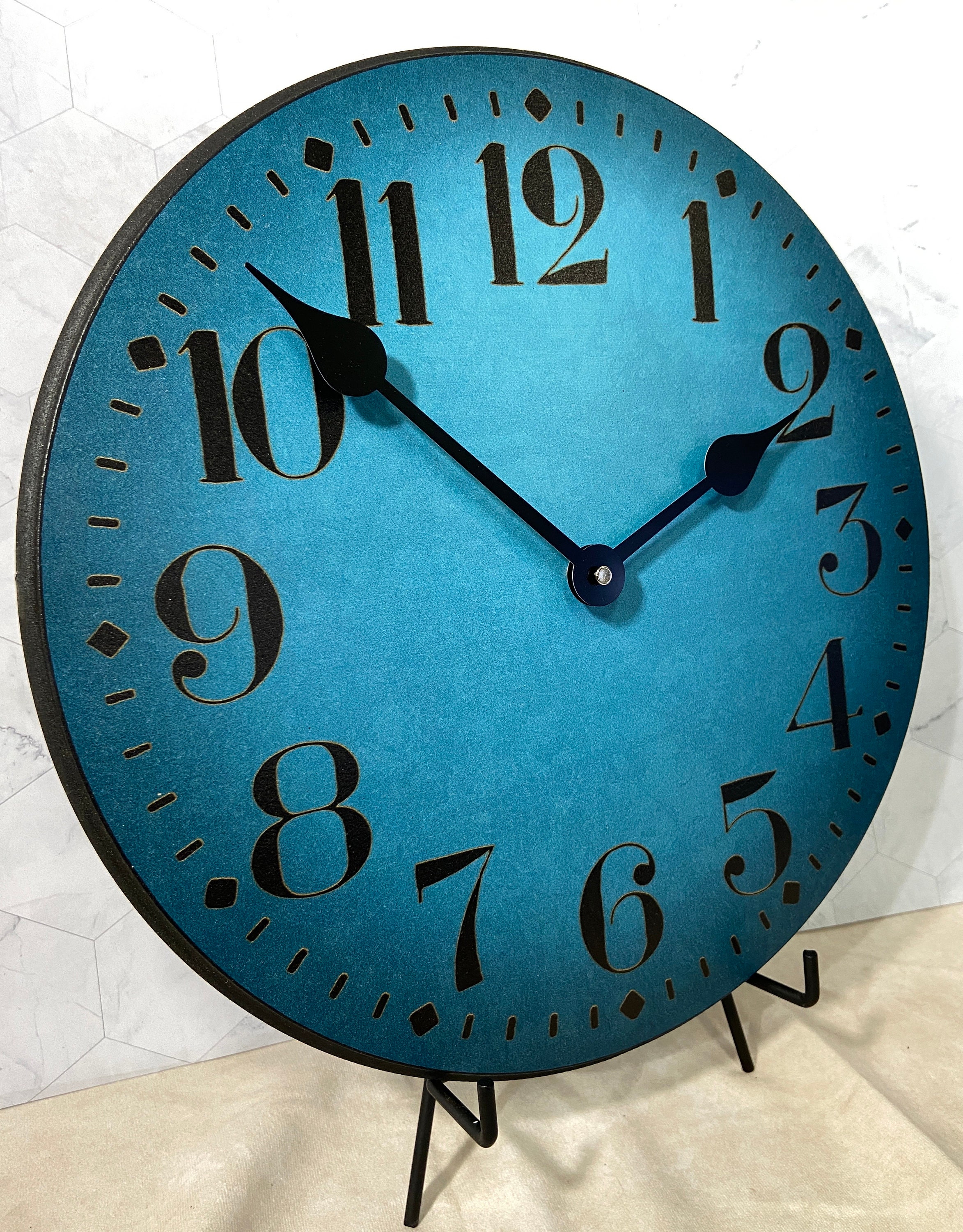 Houston Blue Clock, Large Wall Clock, Choose From 8 Sizes. Extra QUIET ...