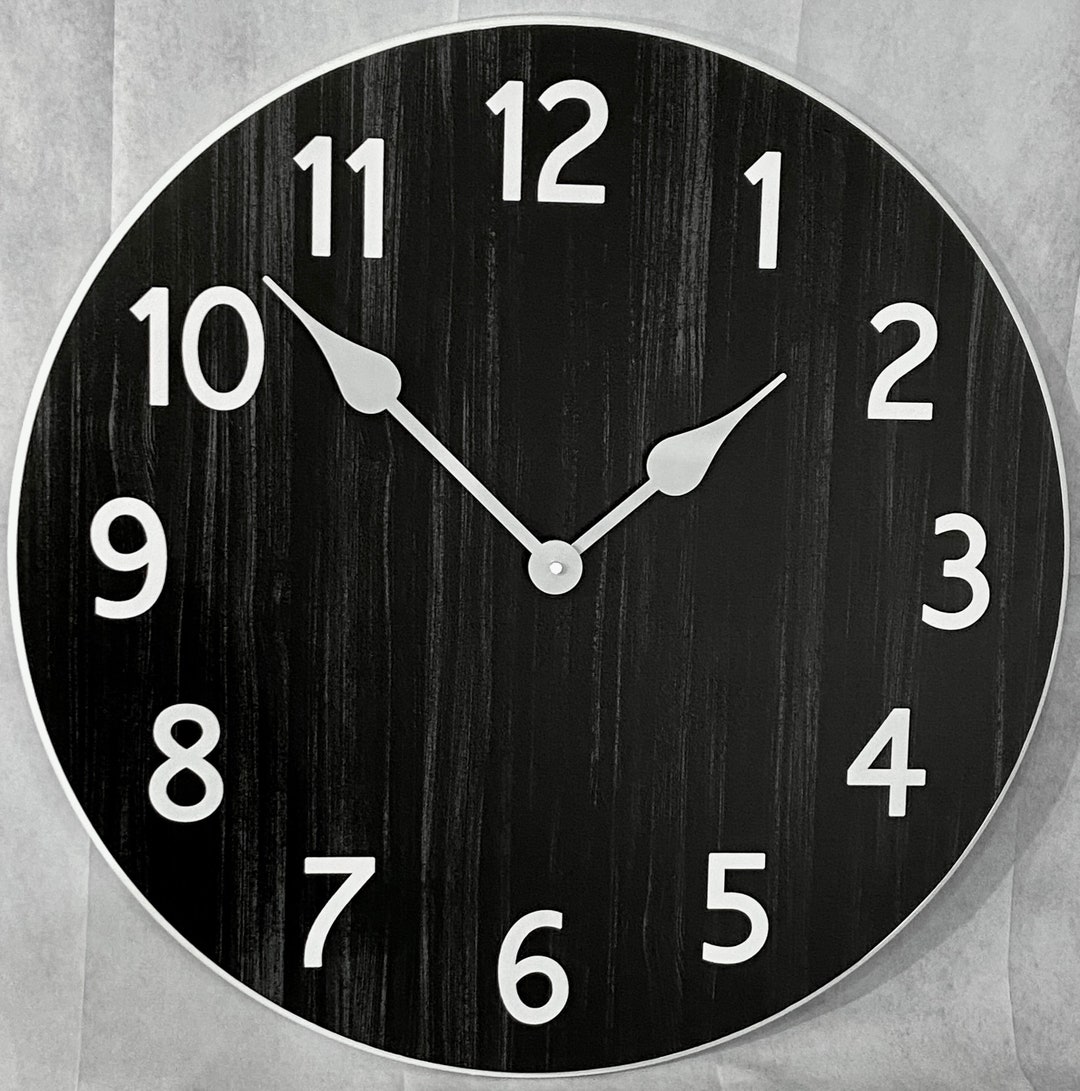 Organic Black Wall Clock, 8 Sizes to Choose, Made in USA, Lifetime ...