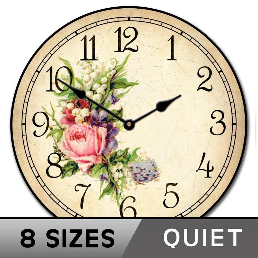 Country Floral Wall Clock 8 Sizes to Choose Made in USA - Etsy
