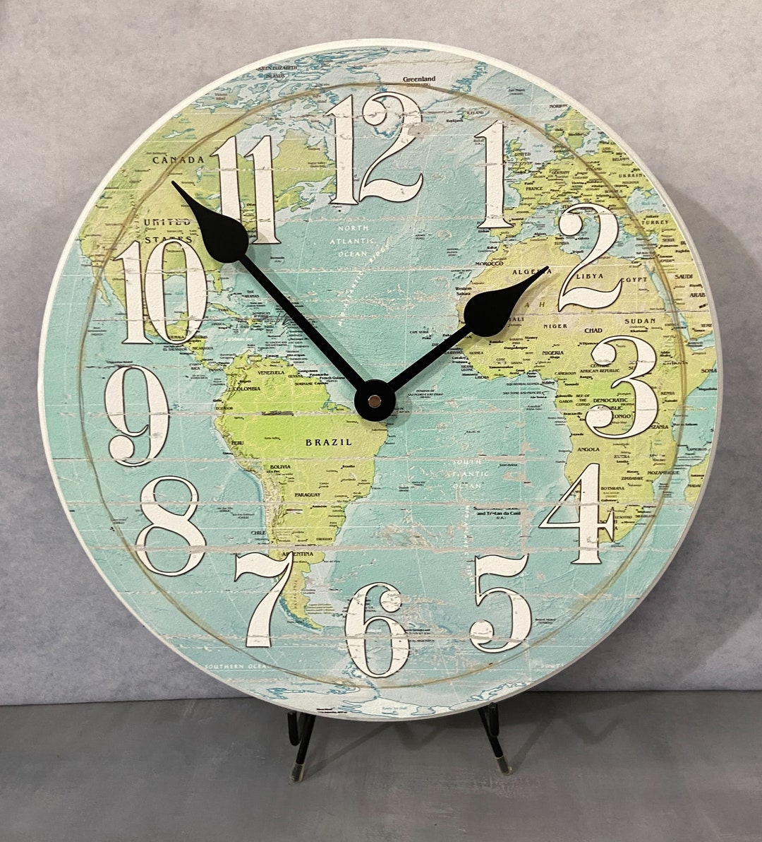 Shabby Chic Map Wall Clock, 8 Sizes to Choose, Made in USA, Lifetime ...