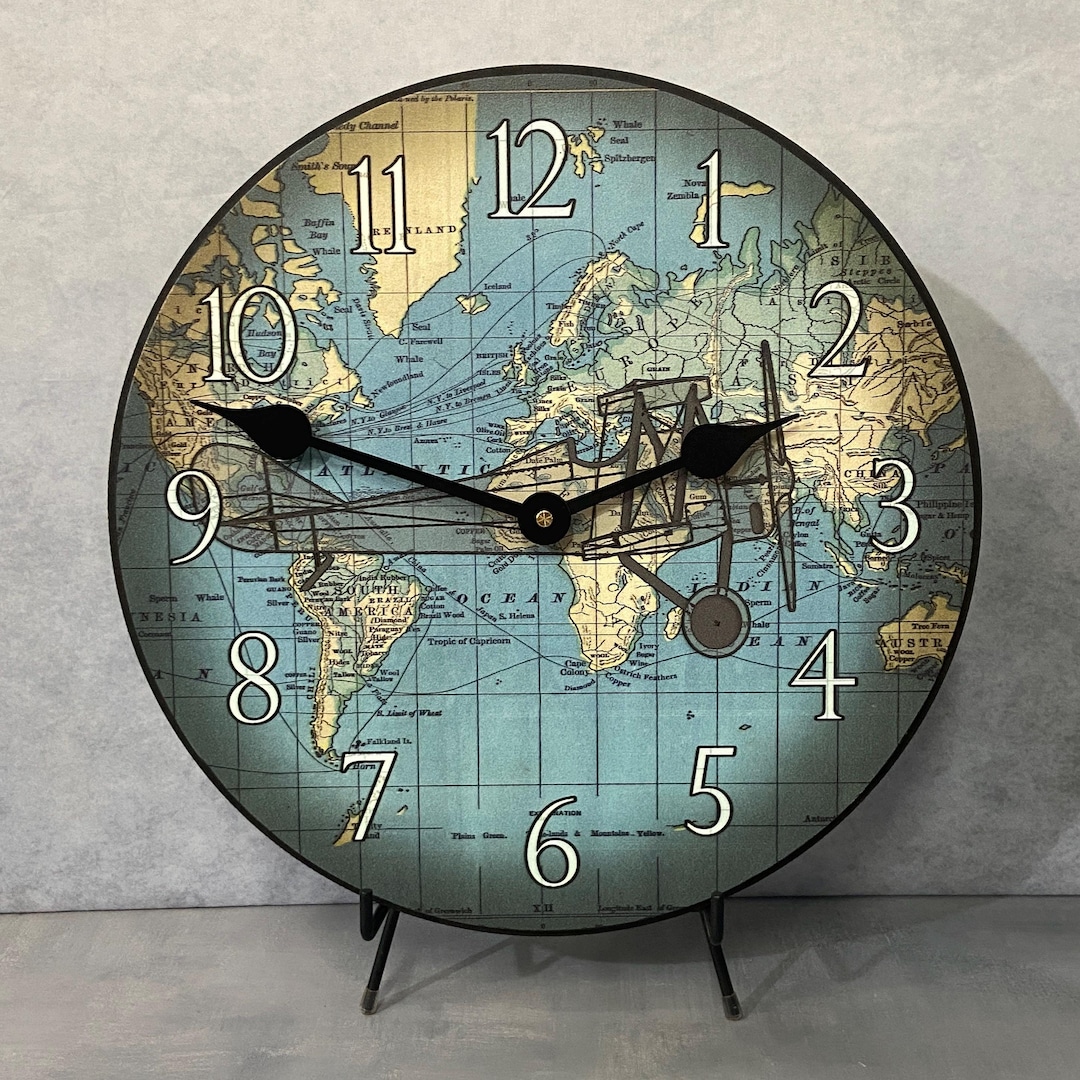 Around the World Airplane Wall Clock, 8 Sizes!!, EXTRA Quiet Mechanism ...
