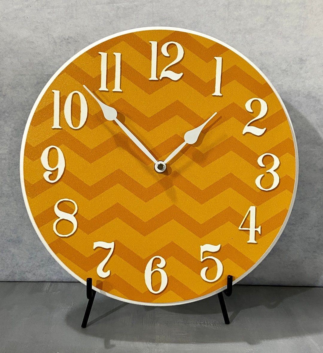 Chevron Orange Wall Clock, 8 Sizes, EXTRA Quiet Mechanism, Lifetime ...