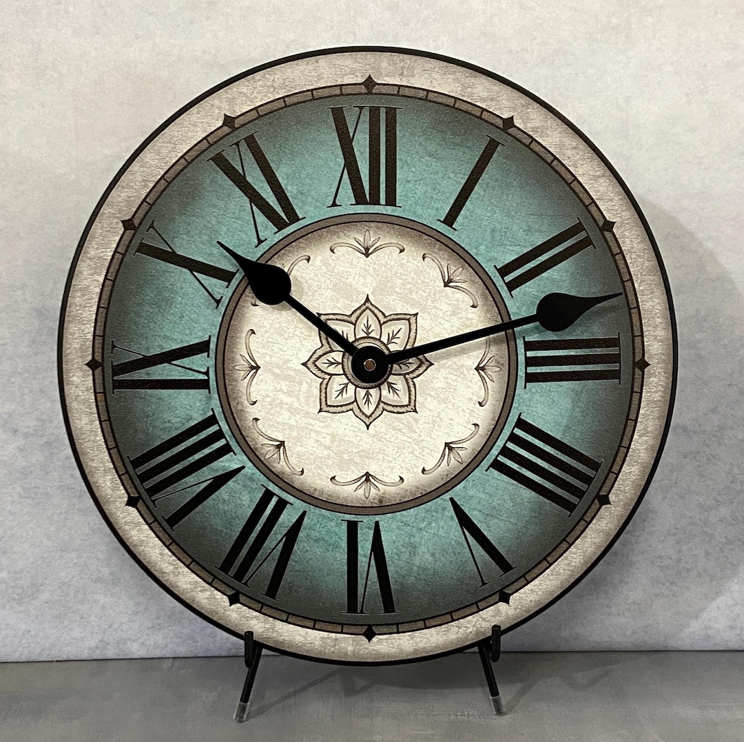Charlotte Teal & Gray Wall Clock, 8 Sizes, Lifetime Warranty, Quiet ...