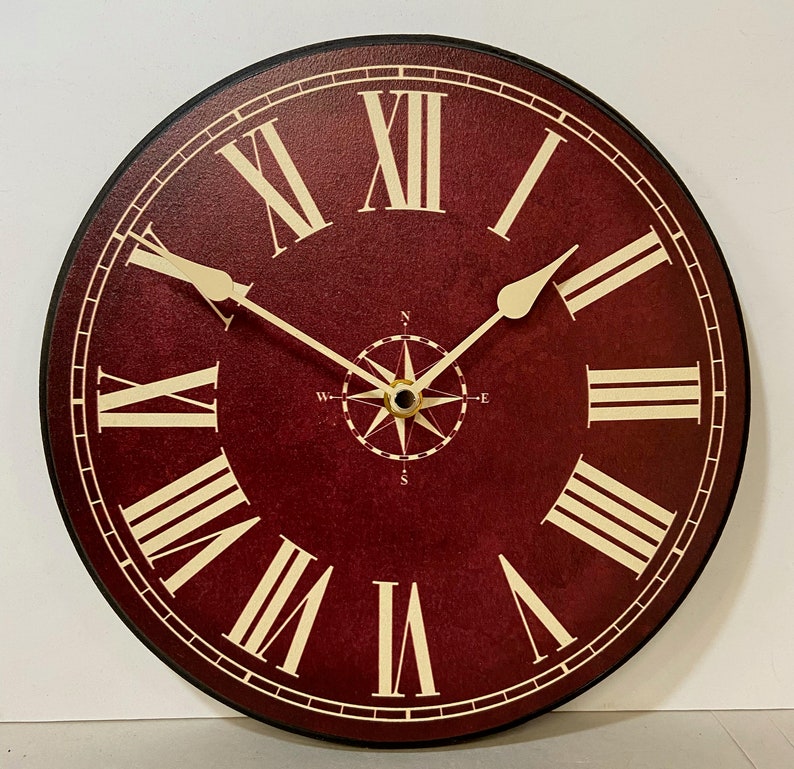 Nautical Burgundy Wall Clock 8 Sizes to Choose Made in USA - Etsy