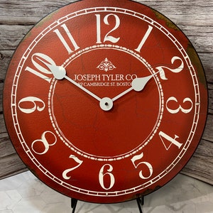 Red & White Wall Clock, 8 Sizes to Choose, Made in USA, Lifetime ...