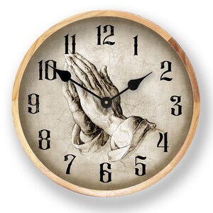 Parchment Praying Hands Wall Clock, Large Wall Clock, Choose From 8 ...