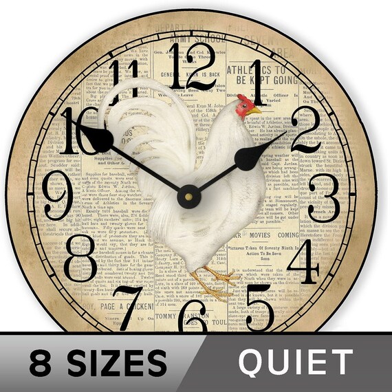 Newspaper Rooster Wall Clock Large Wall Clock Choose From 8 - Etsy