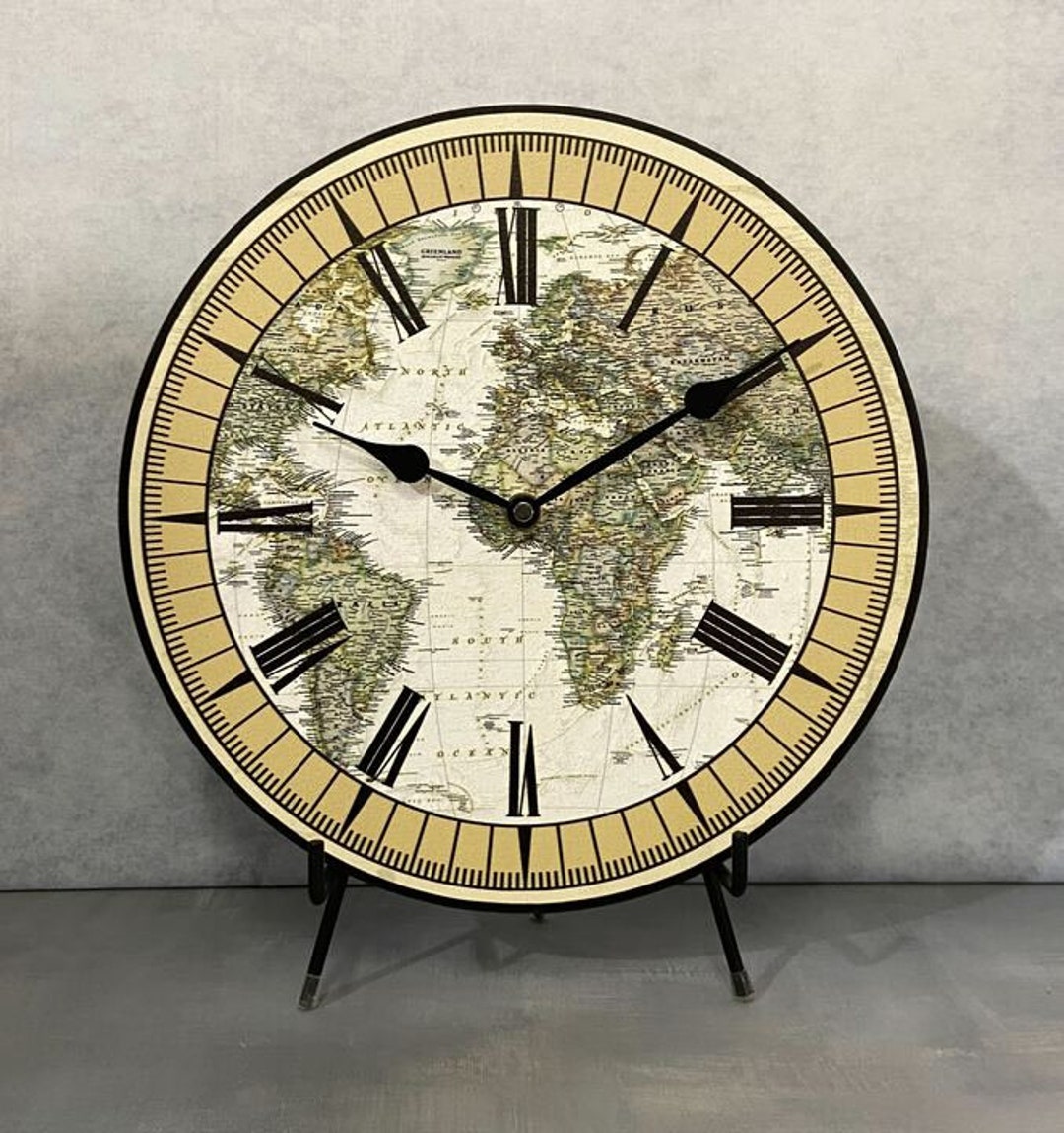 Nautical World Map Wall Clock, 8 Sizes to Choose, Made in USA, Lifetime ...