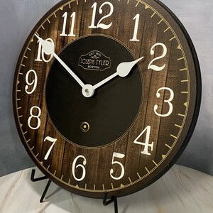 Black & Brown Wood Wall Clock, Large Wall Clock, Extra QUIET Mechanism ...