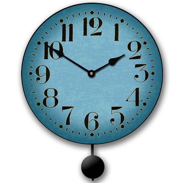 Blue Pendulum Wall Clock - Etsy