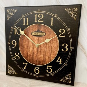 Black & Wood Square Wall Clock 5 Sizes to Choose Made in - Etsy