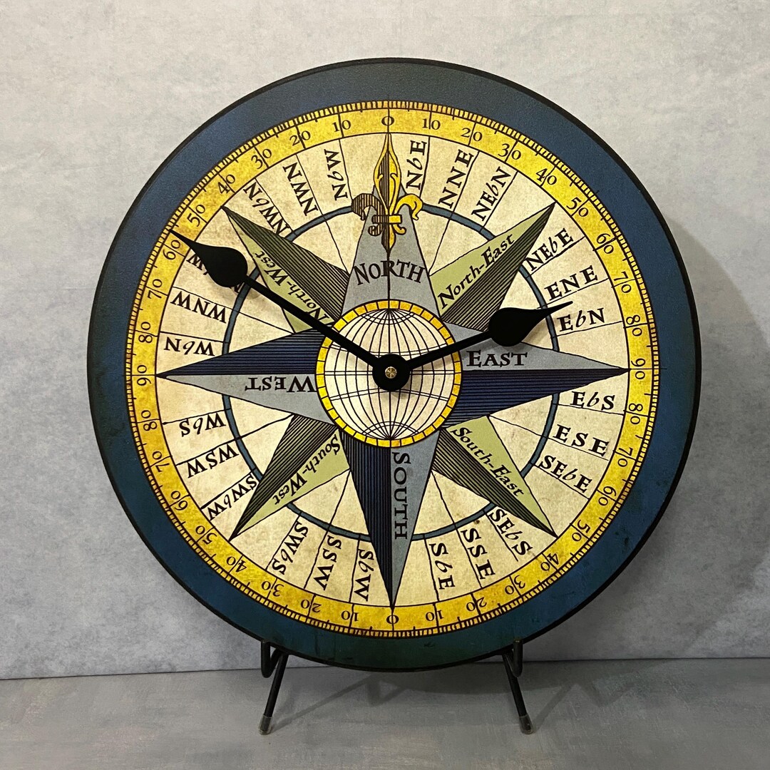 Compass Wall Clock, Comes in 8 Sizes, Extra Quiet, Lifetime Warranty ...