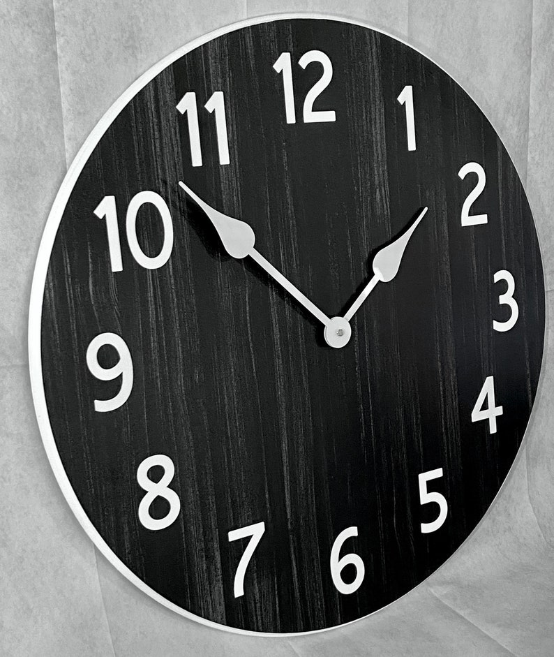 Organic Black Wall Clock, 8 Sizes to Choose, Made in USA, Lifetime ...