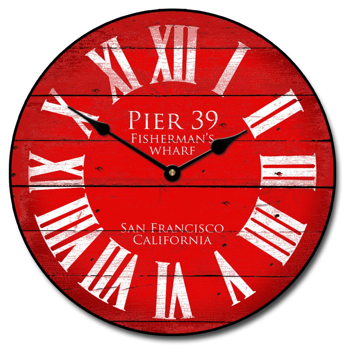 Pier 39 Red Wall Clock 8 Sizes to Choose Made in USA - Etsy