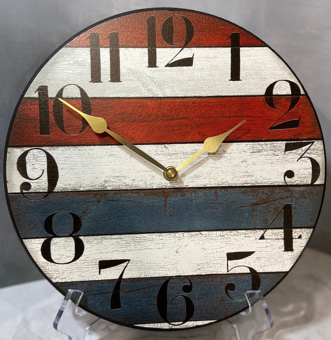 Patriotic Clock, 8 Sizes, EXTRA Quiet Mechanism, Lifetime Warranty ...