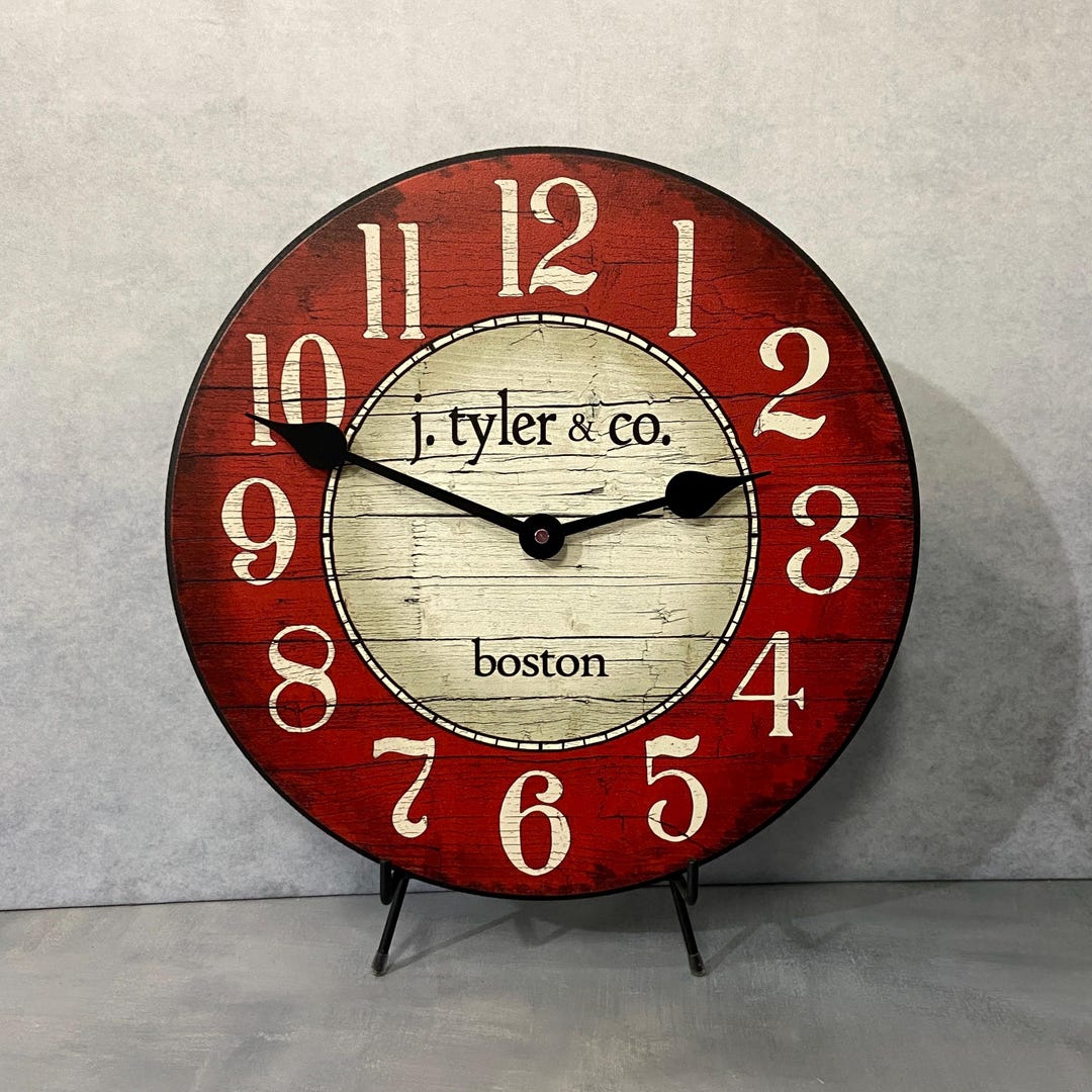 Boston Harbor Red Wall Clock, 8 Sizes to Choose, Made in USA, Lifetime ...