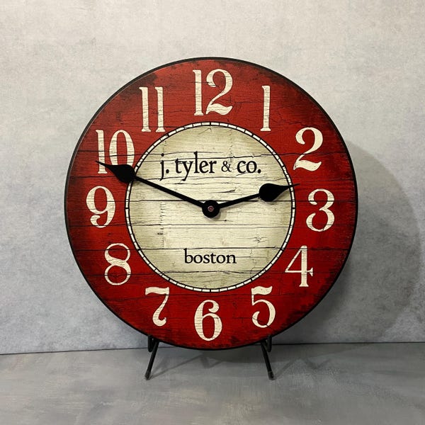 Red Wood Wall Clock - Etsy