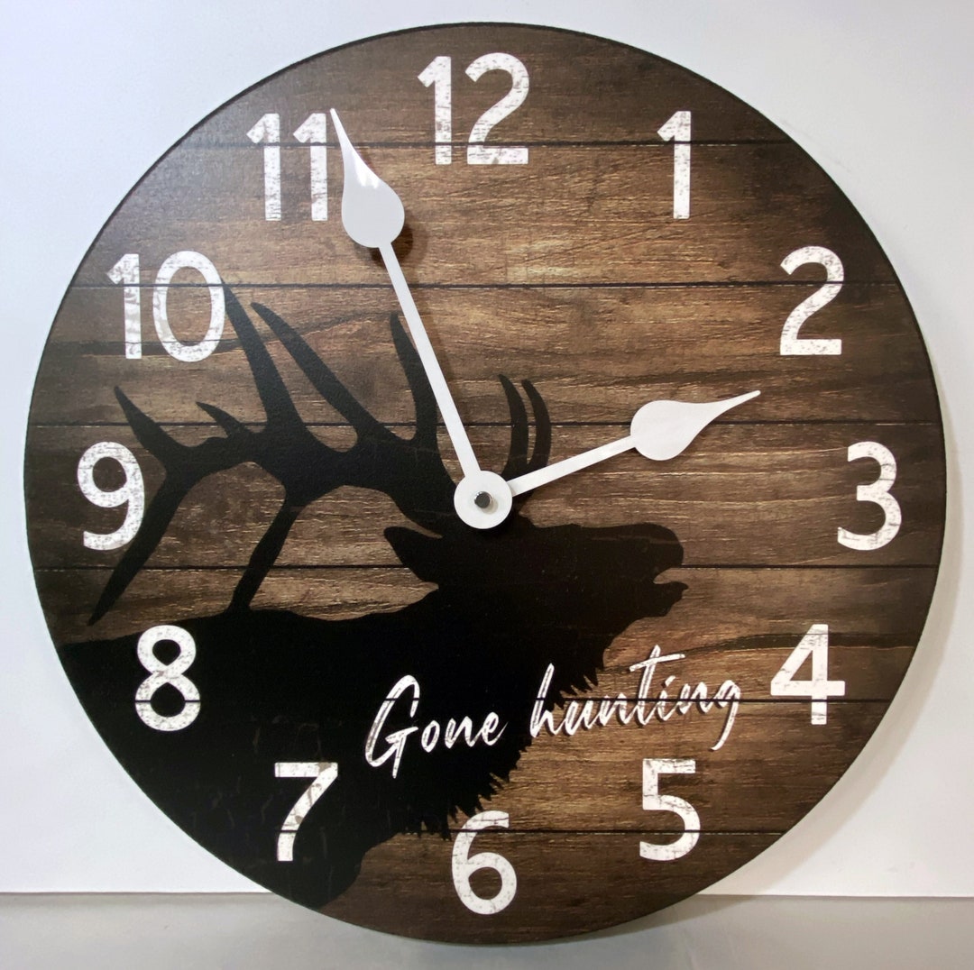 Gone Hunting Wall Clock, 8 Sizes!!, EXTRA Quiet Mechanism, Lifetime ...