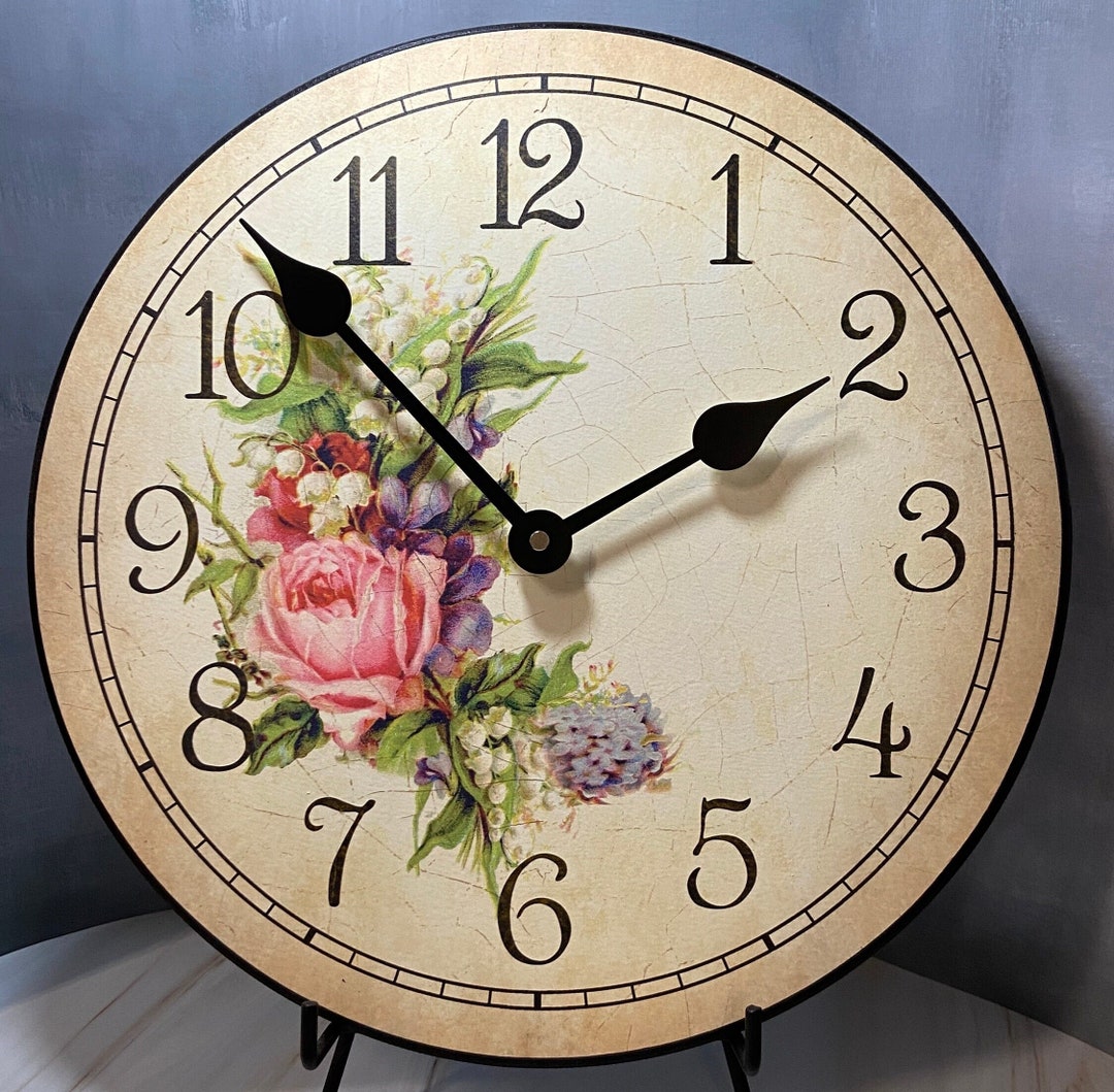 Country Floral Wall Clock, 8 Sizes to Choose, Made in USA, Lifetime ...