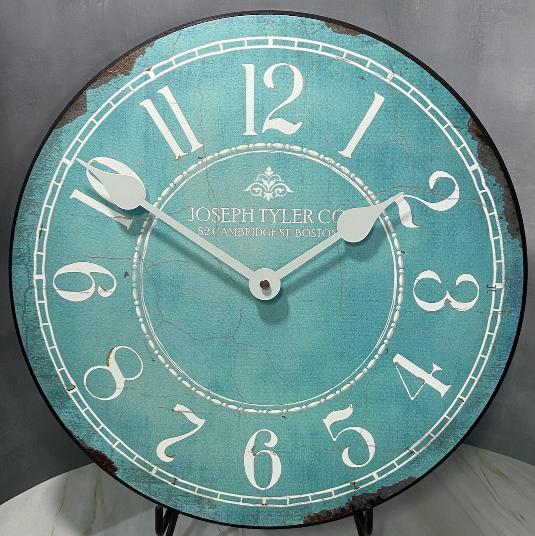 Turquoise & White Wall Clock, Large Wall Clock, Choose From 8 Sizes ...